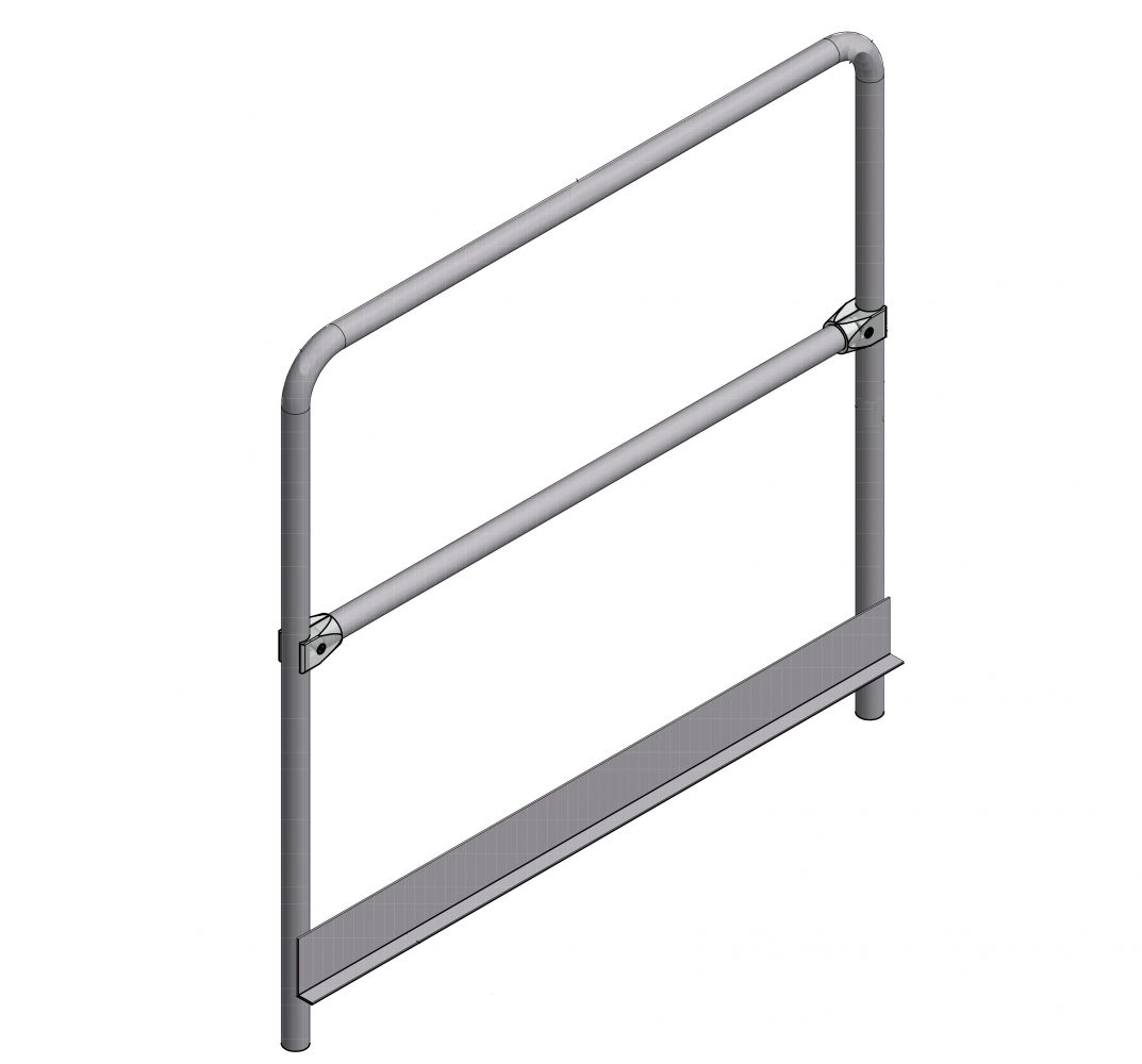 Handrail with toe board - for use with Semmco Pit Boards - Semmco